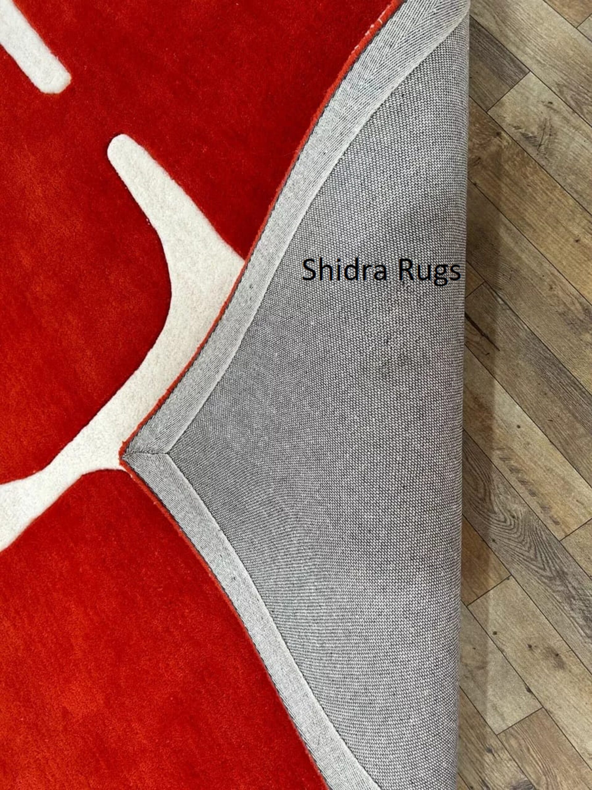 Modern Red Geometrical Tufted Rug, Stylish Unique Design Rug for ...